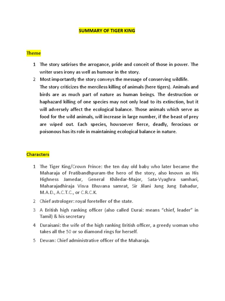 Summary of Tiger King-1 | PDF | Tiger