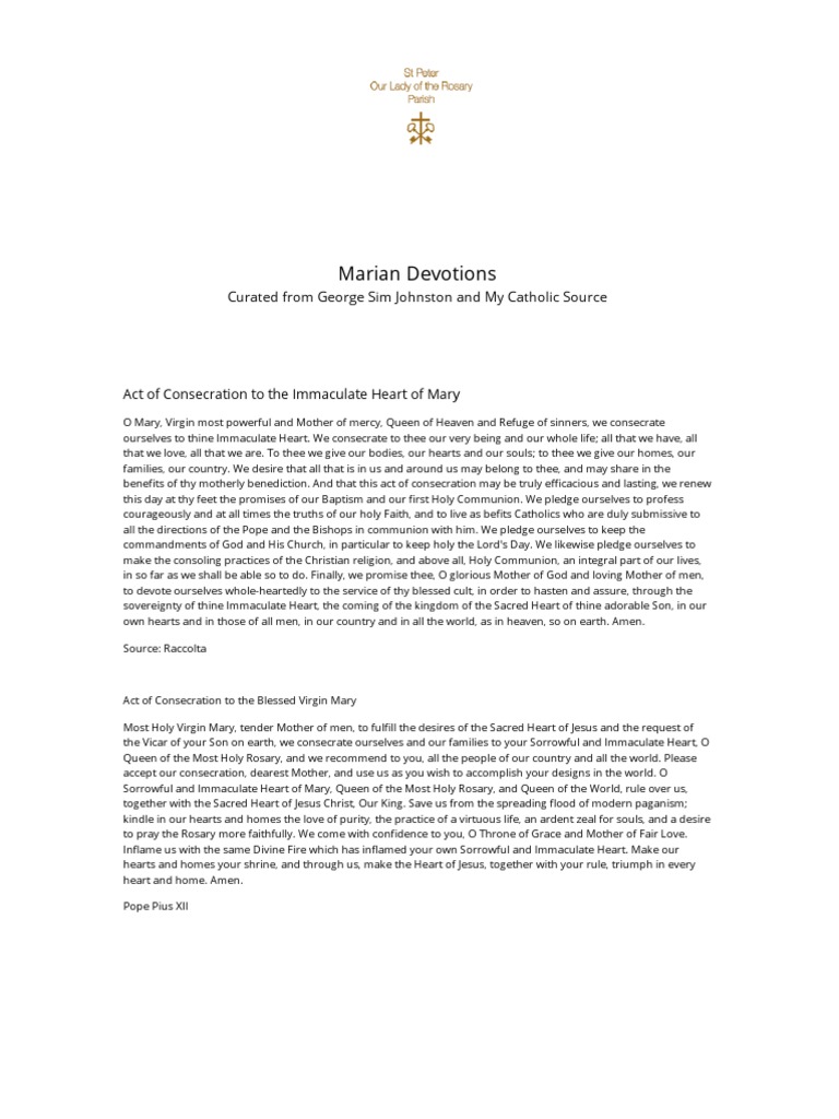 SPCOLR Marian Devotions 1 | PDF | Mary, Mother Of Jesus | Catholic ...
