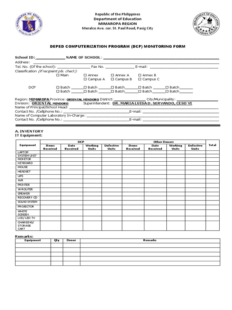 DCP Monitoring Form | PDF | Electronics | Computing