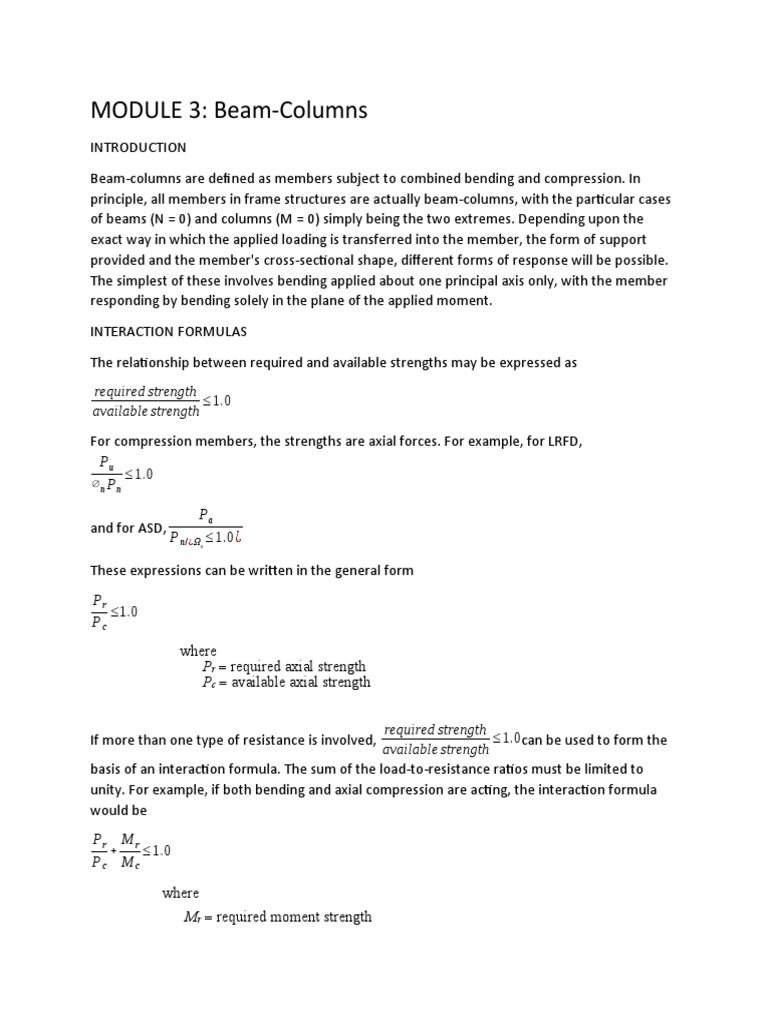 Moren - MODULE 3 - Beams-Column | PDF | Bending | Beam (Structure)
