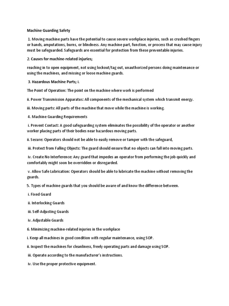 Machine Guarding Safety | PDF