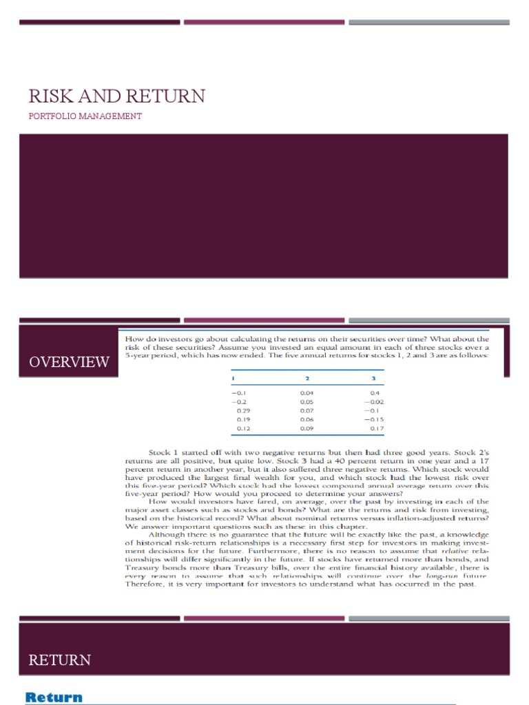 Risk and Return: Portfolio Management | PDF