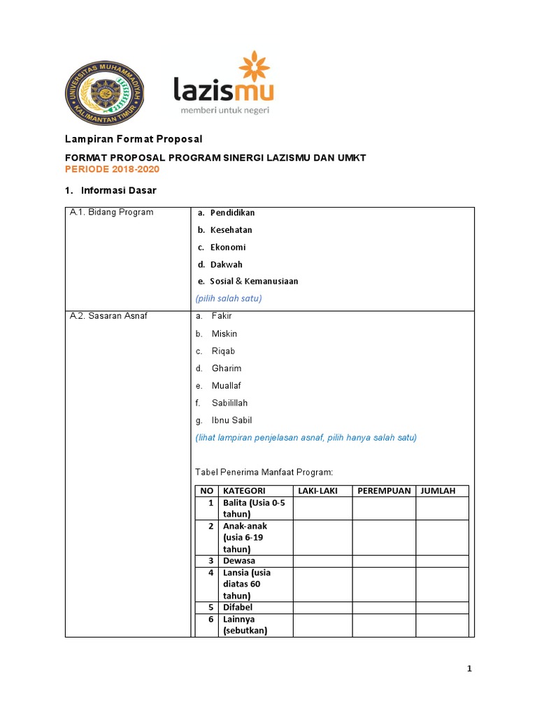 Format Proposal Project Umkt Sinergis Lazismu Umkt | PDF