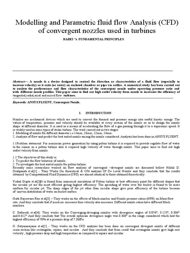 .0 .0 NOZZLE - Modelling and Parametric Fluid Flow Analysis ( | PDF ...