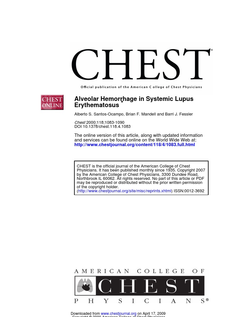 Alveolar Hemorrhage in SLE0 | PDF | Systemic Lupus Erythematosus ...