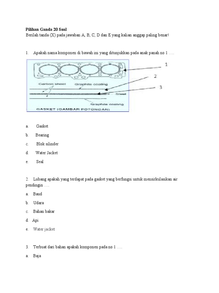 Conoh Soal Pdto TKR Kelas X | PDF