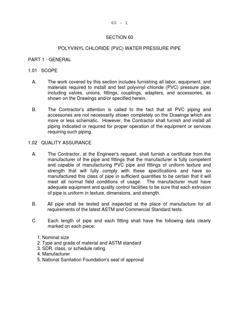 Polyvinyl Chloride (PVC) Water Pressure Pipe | PDF | Pipe (Fluid Conveyance) | Polyvinyl Chloride