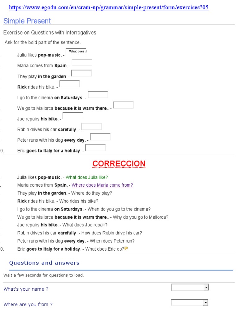 Workshop WH Question - Simple Present Tense | PDF | Question | Linguistics