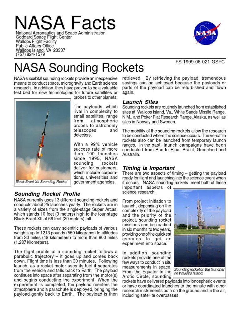 NASA Facts NASA Sounding Rockets 1999 | Nasa | Rocket
