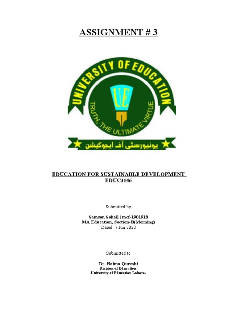 Assignment # 3 - Education For Sustainable Development | PDF ...