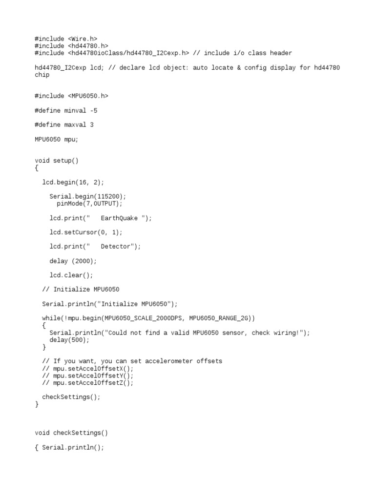 Arduino Earthquake Code | Download Free PDF | Measuring Instrument ...