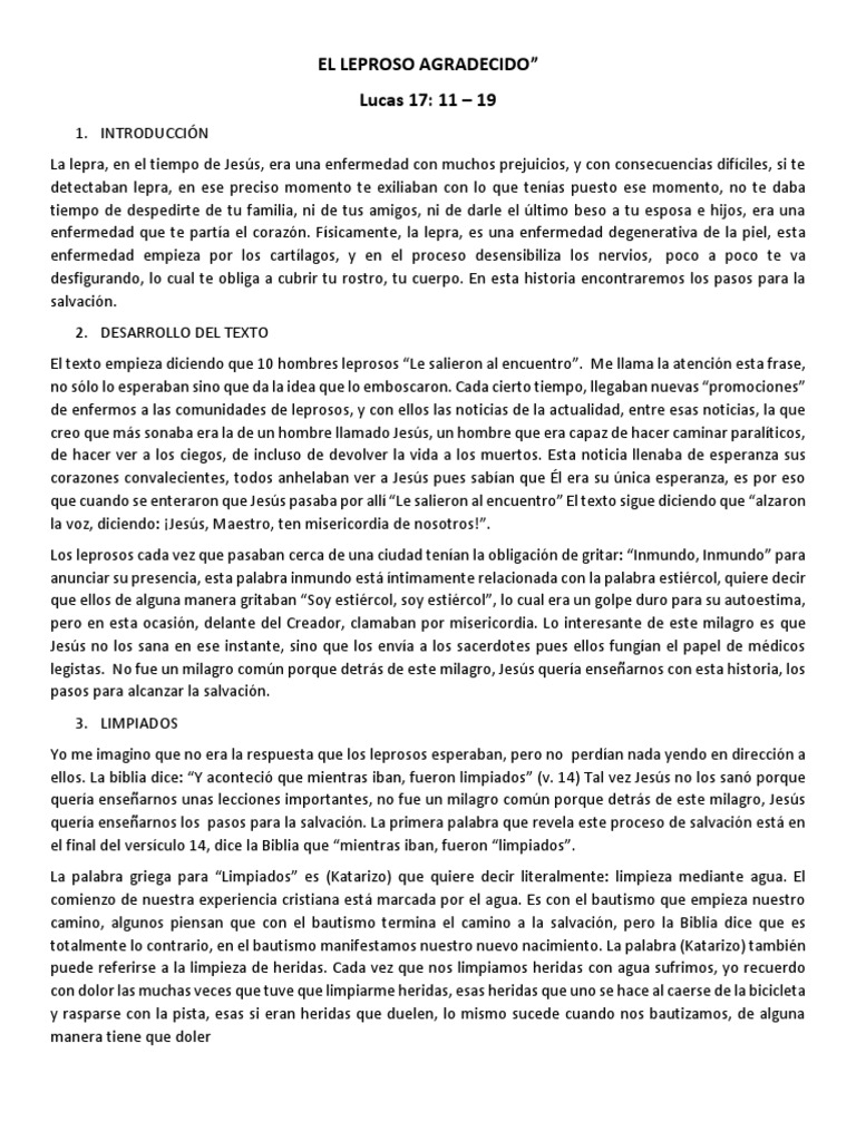 El Leproso Agradecido. | PDF | Jesús | Dios