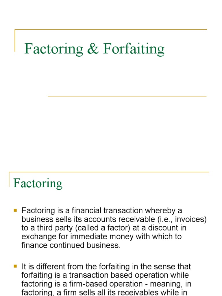 Factoring | Download Free PDF | Factoring (Finance) | Financial Transaction