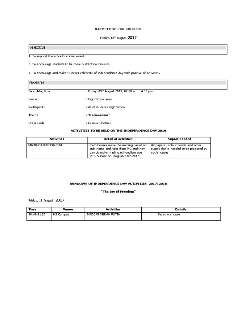 Independence Day Proposal 2017 | PDF