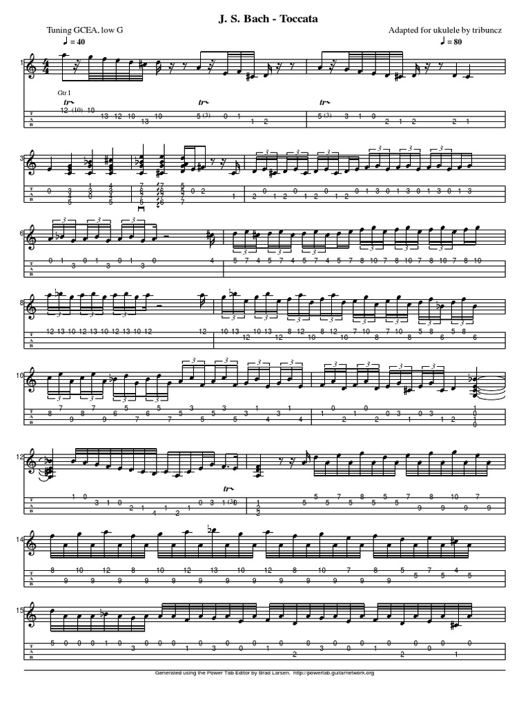 Bach - Toccata Ukulele Lowg | PDF