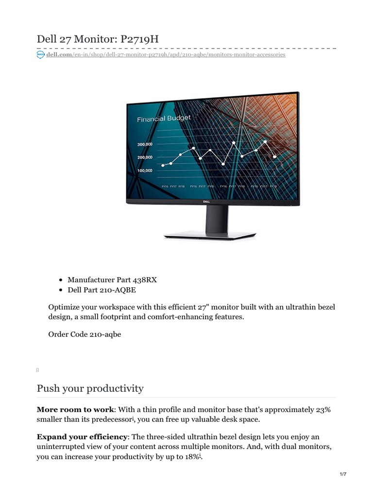 Dell 27 Monitor P2719H | PDF