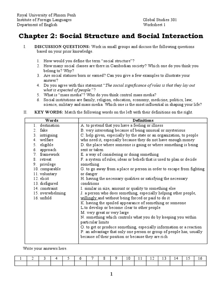 Chapter 2: Social Structure and Social Interaction | PDF ...