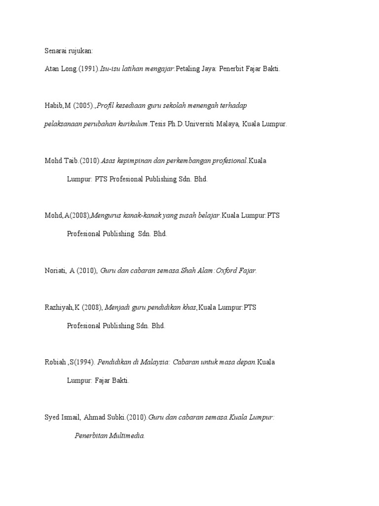Senarai Rujukan Kps | PDF