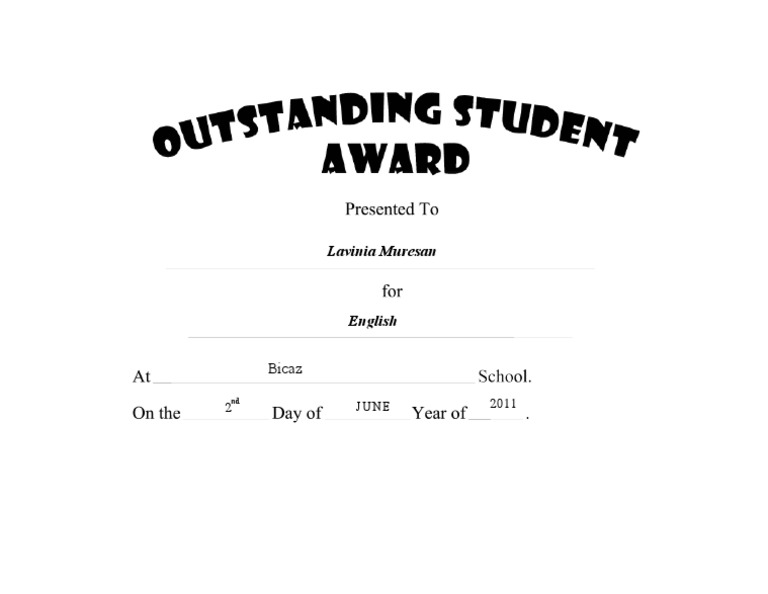 Outstanding Student Award Free Template Geographics | PDF