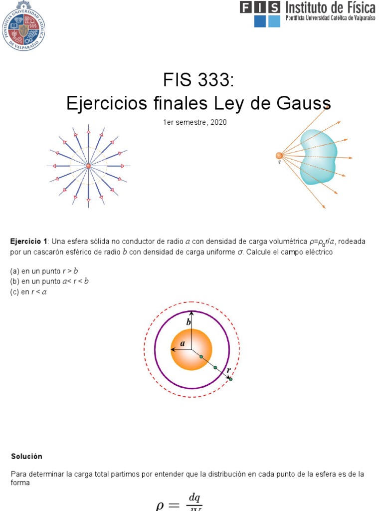 Fis333-1 - Ejercicios - Finales - Gauss | PDF | Esfera | Sistema coordinado