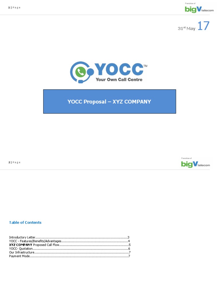 Sample YOCC Proposal | PDF | Call Centre | Cloud Computing
