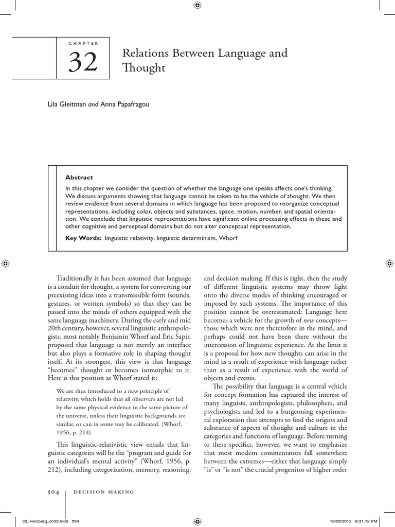 Gleitman & Papafragou 2013 - Relations Between Language and Thought PDF | PDF | Linguistics ...