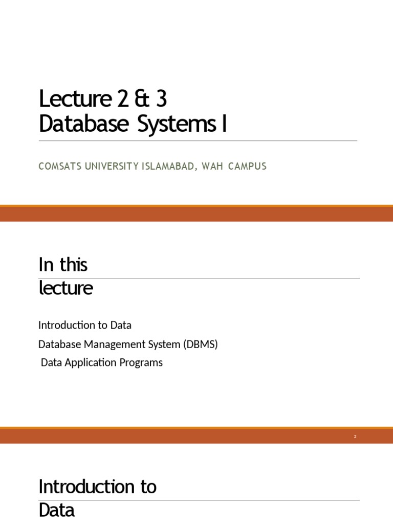 Lecture 2 & 3 Database Systems I: Comsats University Islamabad, Wah Campus | Download Free PDF ...