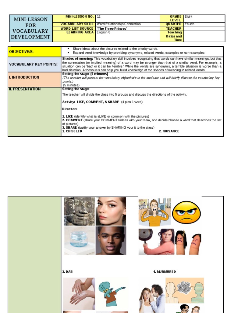 Vocabulary Mini-Lesson by C.DITAN | PDF | Vocabulary