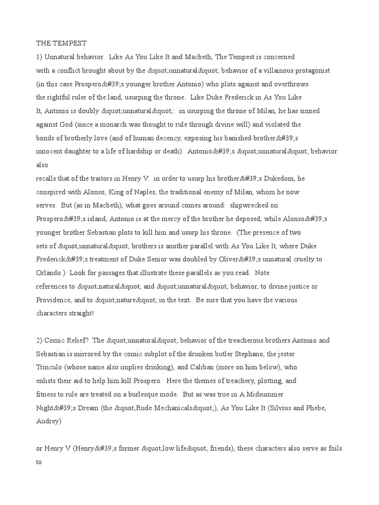 Summary Lecture English | PDF | The Tempest