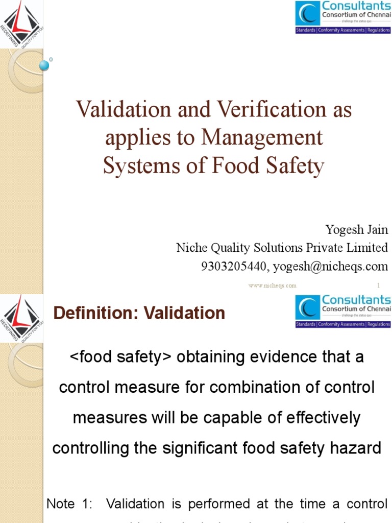 Food Safety Management: Validation & Verification | PDF | Foods | Food ...