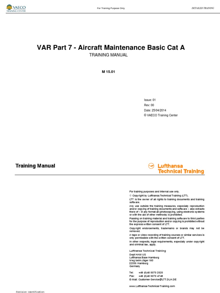 VAR Part 7 - Aircraft Maintenance Basic Cat A: Training Manual ...