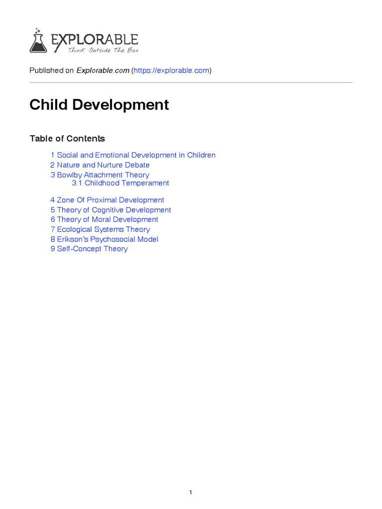 Child Development | PDF | Attachment Theory | Nature Versus Nurture
