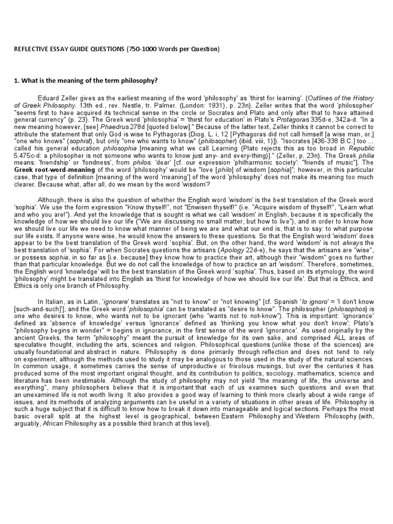 Reflective Essay Guide Questions | PDF | Philosophy Of Education | Wisdom