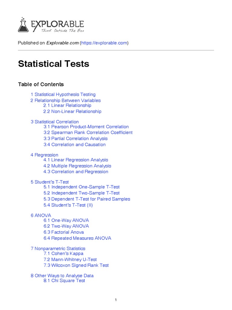 Statistical Tests | PDF | Correlation And Dependence | Regression Analysis