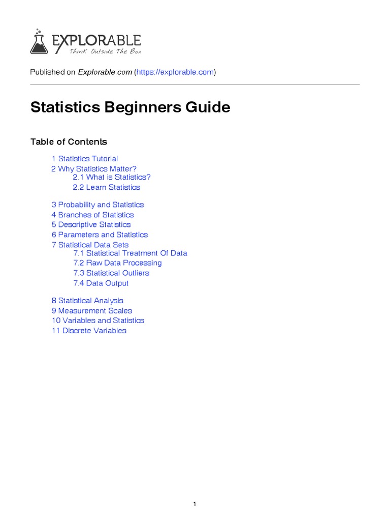 Statistics Beginners Guide | PDF | Outlier | Statistical Hypothesis Testing