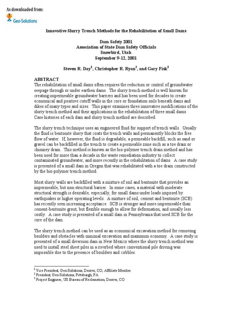 5 Innovative Slurry Trench Methods | Download Free PDF | Dam | Deep ...