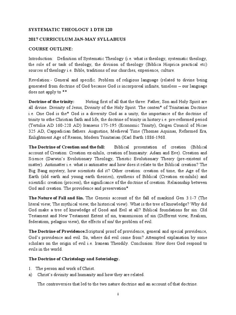 Systematic Theology 1 NOTES | Download Free PDF | Trinity | God The Father