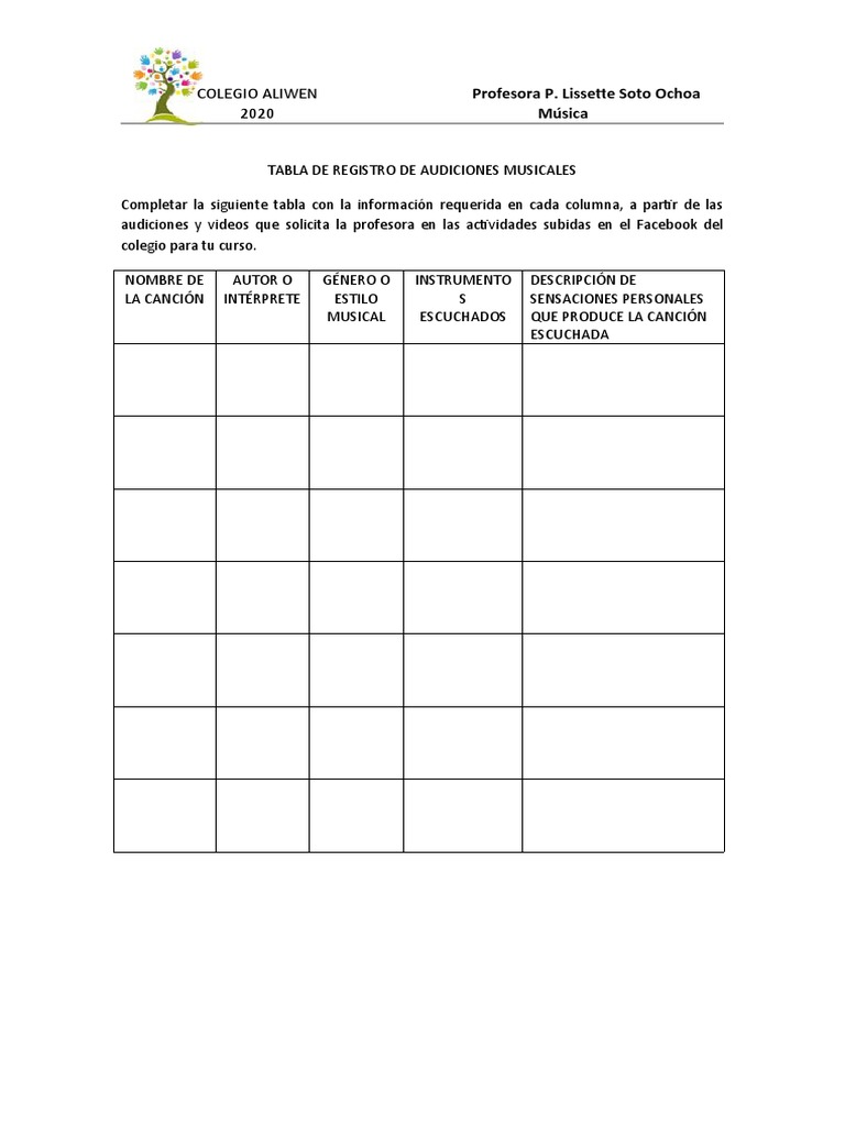 Registro Audiciones Musicales | PDF