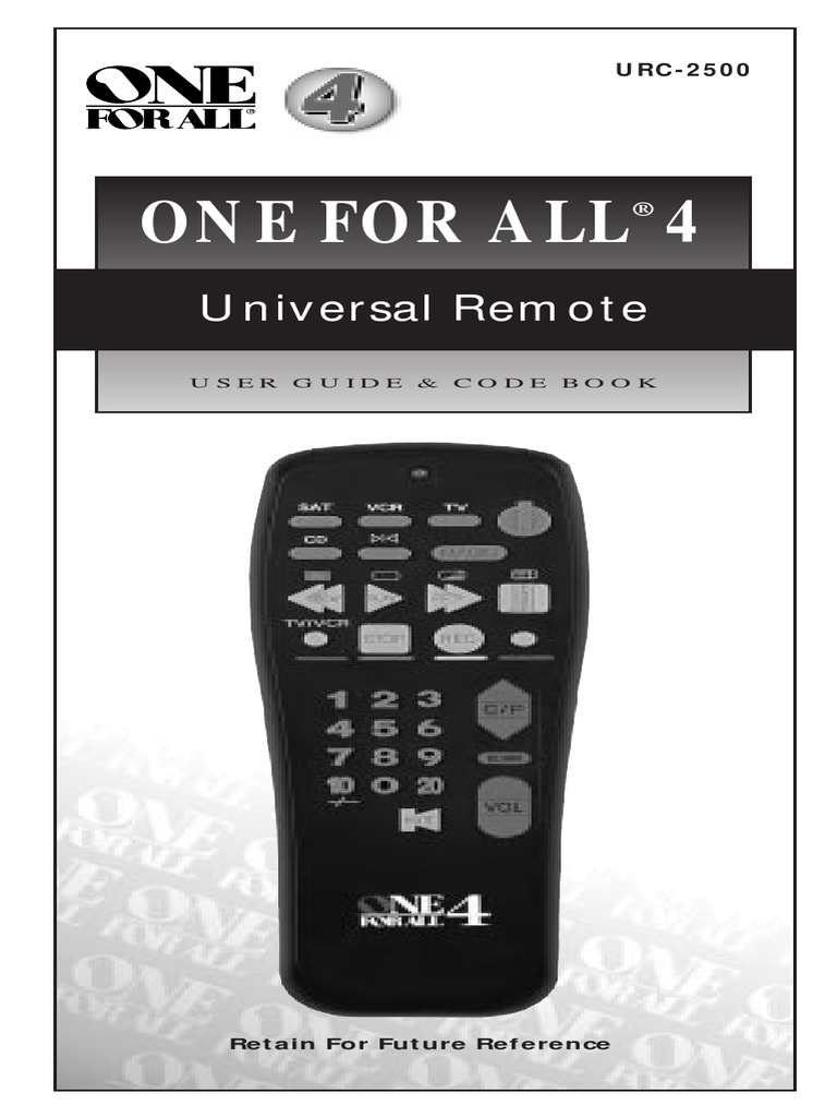 One For All 4: Universal Remote | PDF | Remote Control | Television