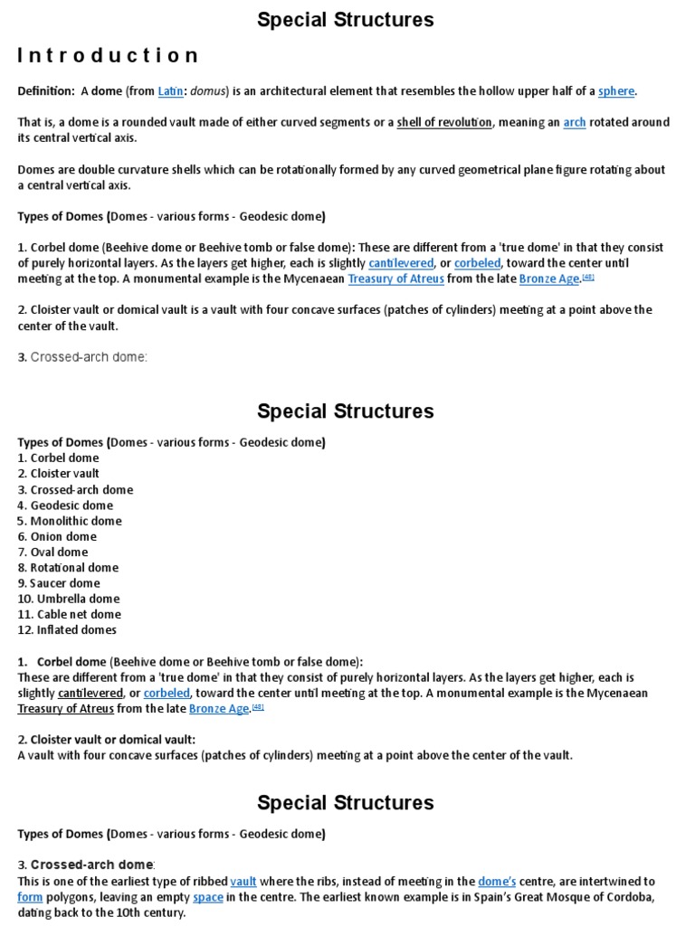 Latin Sphere Arch: Definition: A Dome (From | PDF | Dome | Structural ...