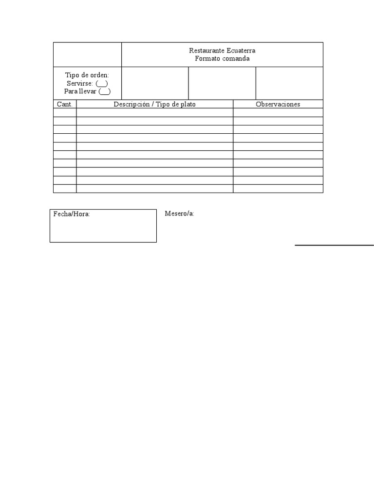 Formato Comanda | PDF