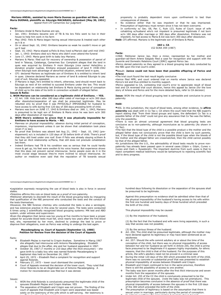 Filiation - Legitimacy - Proof | Legitimacy (Family Law) | Marriage