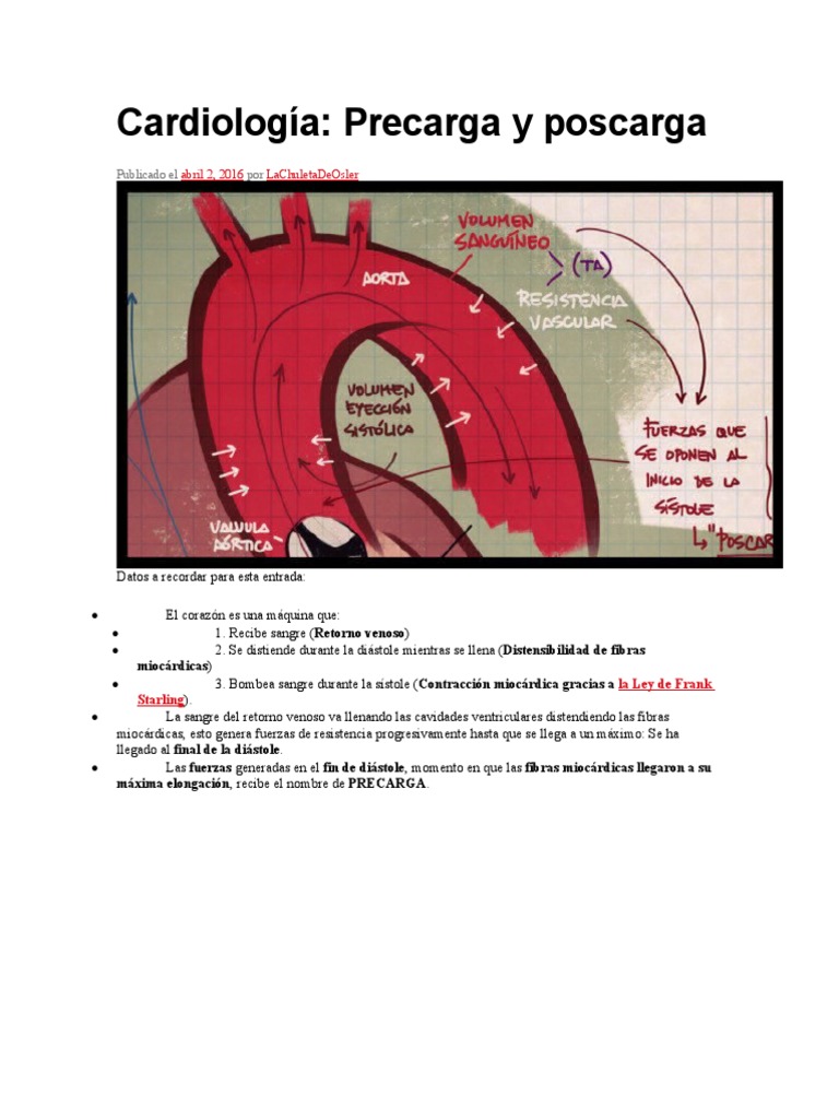 Cardiología Precarga y Potcarga | PDF | Fisiología Cardiovascular | Corazón