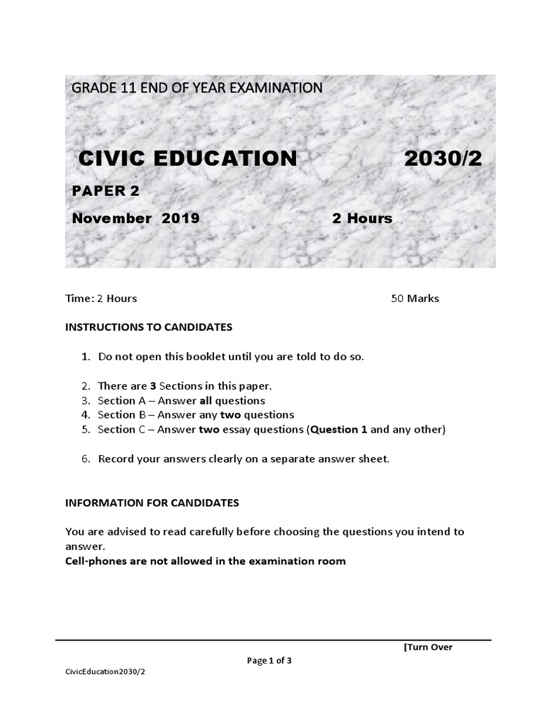 Grade 11 Civic Education Exam Paper | PDF | Banks | Money