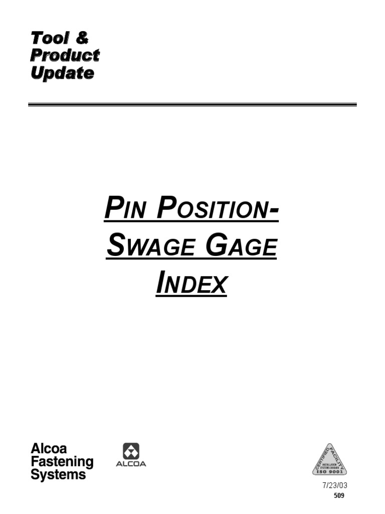 PB509 Pin Position Swage Gage Index | PDF | Steel | Chemical Substances