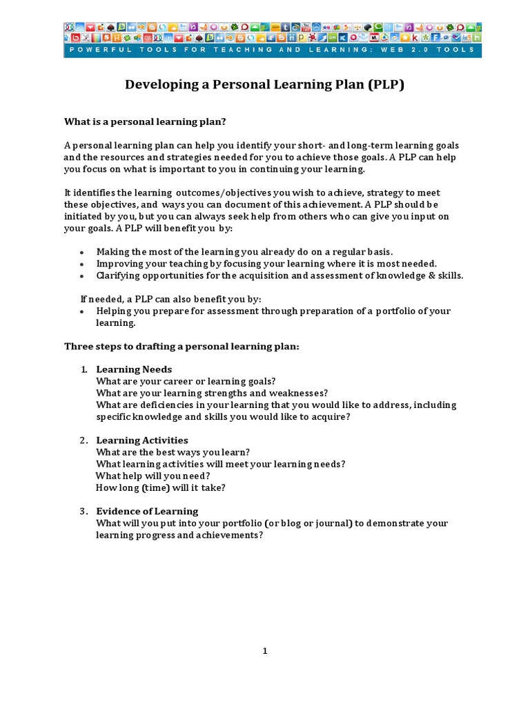 Personal Learning Plan | PDF | Goal | Learning