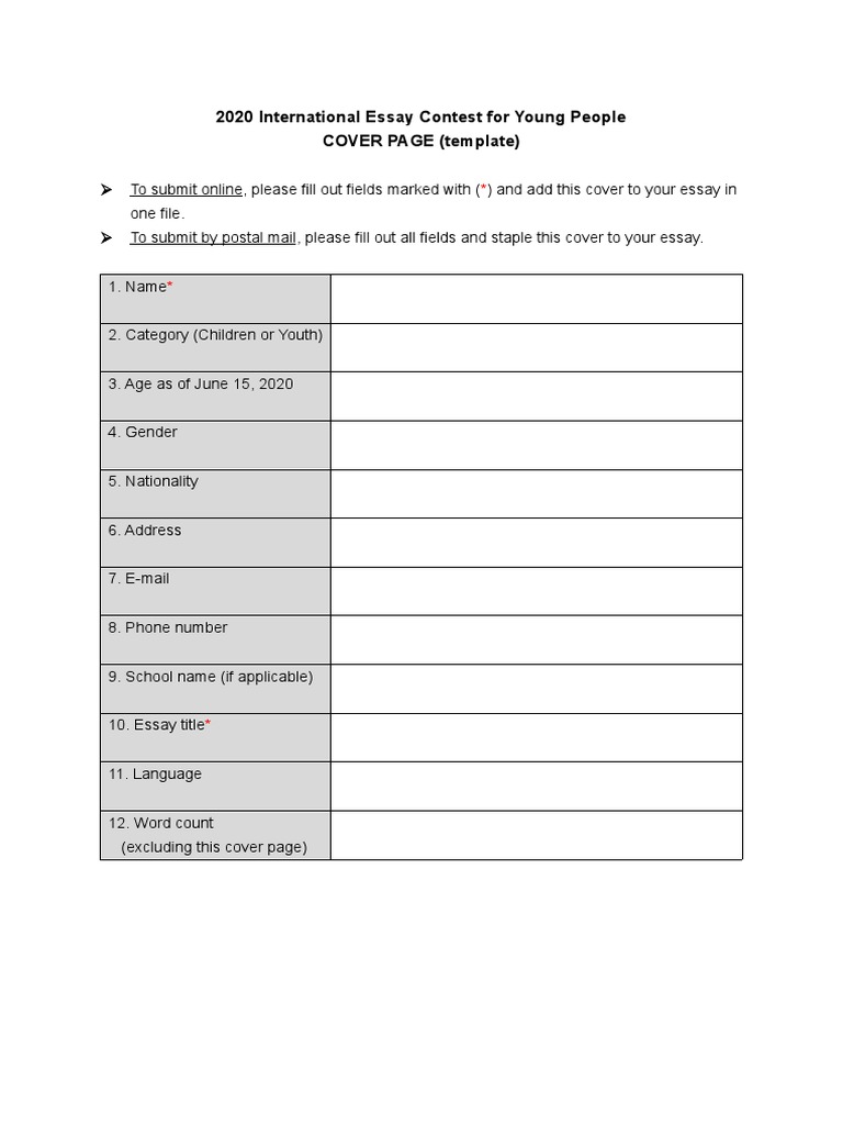Cover Page Template 2020E | PDF