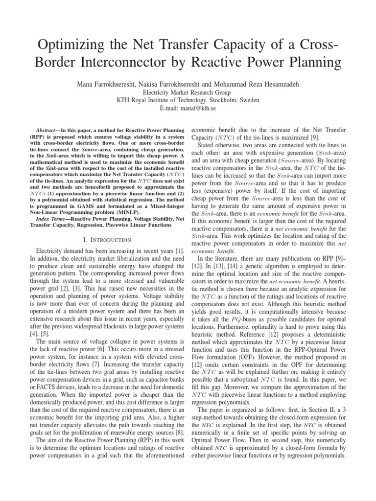 Optimizing The Net Transfer Capacity of A Cross Border Interconnector ...