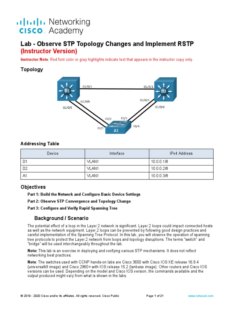 STP Topology and RSTP Implementation Lab | PDF | Computer Standards ...