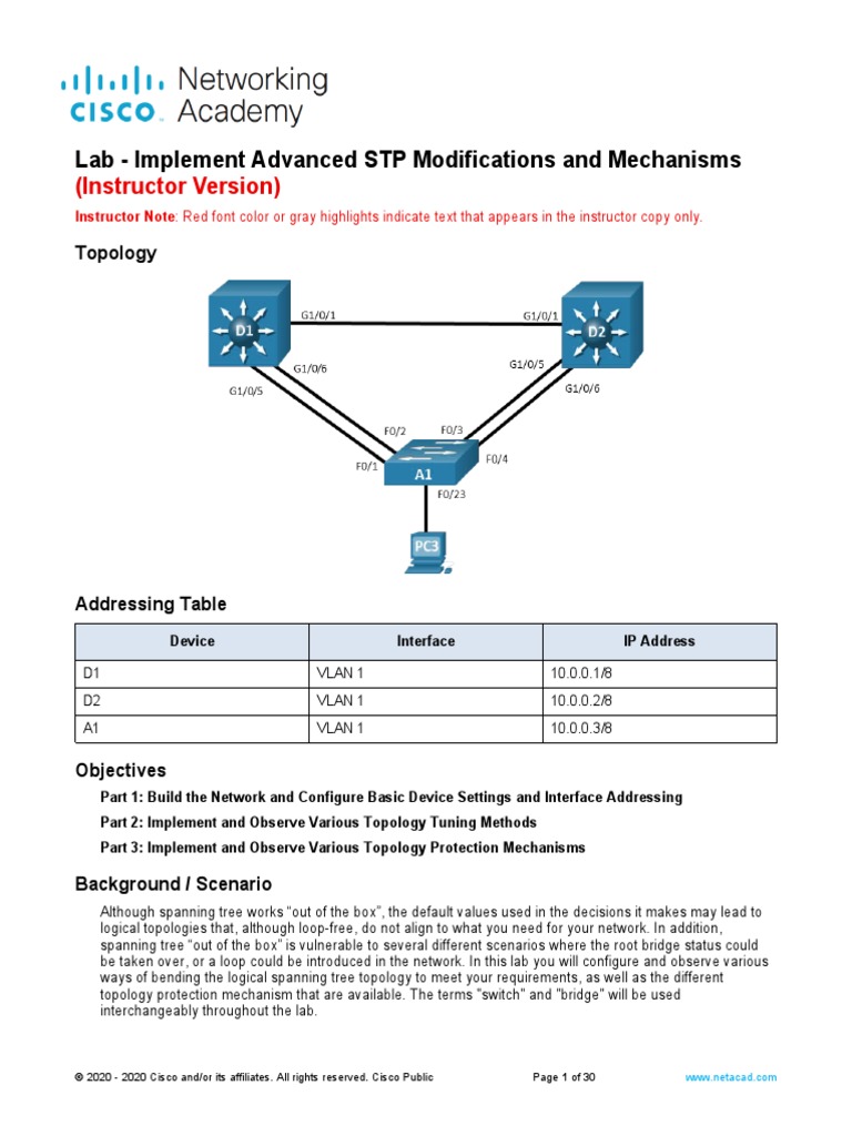 3.1.2 Lab - Implement Advanced STP Modifications and Mechanisms - ILM ...